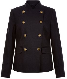 New Look Navy Double Breasted Military Jacket - ShopStyle