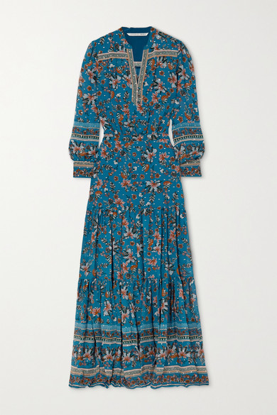 Veronica Beard Sama Tiered Floral-print Fil Coupe Silk-blend Georgette ...