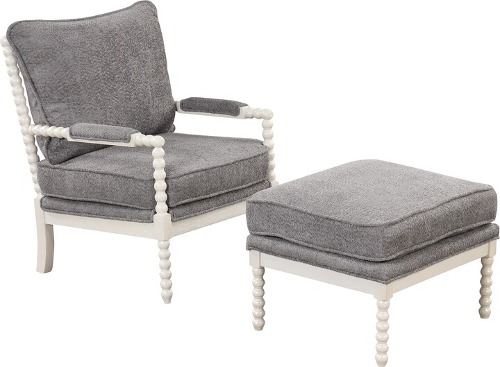 NINEDIN Velvet Accent Chair Thread Arm Lounge Chair with Ottoman Casual ...