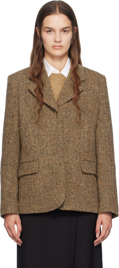 HUGO BOSS Brown Herringbone Blazer - ShopStyle