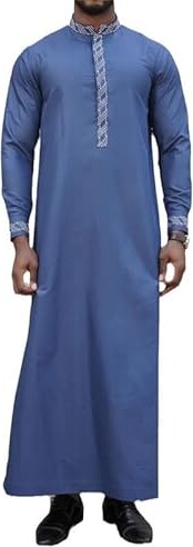 VIVICOLOR Men's Arabic Thobe Long Sleeve Men's Muslim Thobe Middle East ...