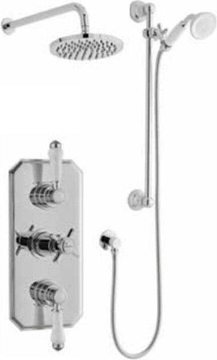 Clifton Chrome Triple Shower with Hung Slide Rail Kit and Overhead ...