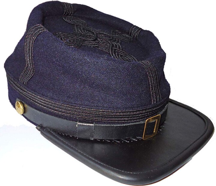 10Code US Civil War Union Captain's Infantry Leather Peak Kepi (XL ...