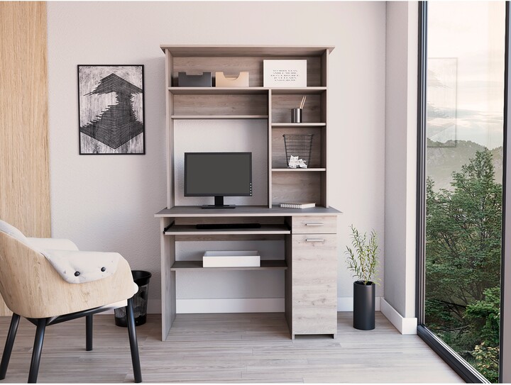 DEPOT E-SHOP Xalo 180 Computer Hutch Desk with Keyboard Tray, Door ...