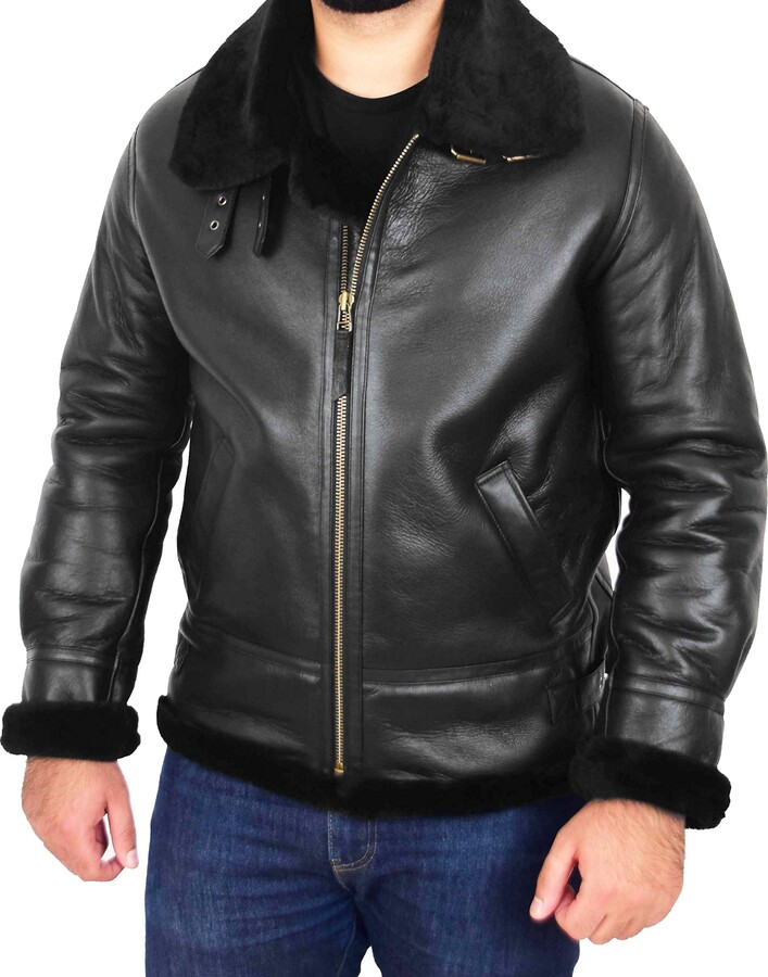 A1 FASHION GOODS Genuine Sheepskin Flying Jacket For Men B3 Bomber ...
