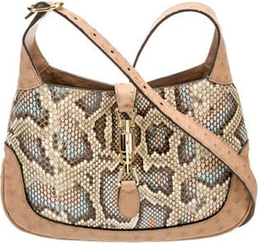 Gucci Ostrich-Trimmed Python Small Jackie 1961 - ShopStyle Shoulder Bags