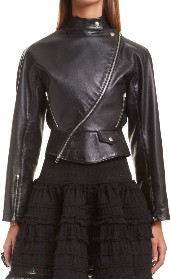 Alaia Asymmetric Zip Leather Biker Jacket - ShopStyle