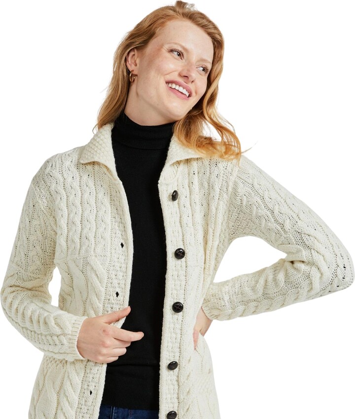 Aran Woollen Mills Sinead Aran Cardigan for Women - ShopStyle