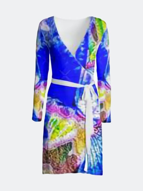 Lady Barbara Pinson Artist "Blue Iris" Lady B Wrap Dress - Blue - ShopStyle