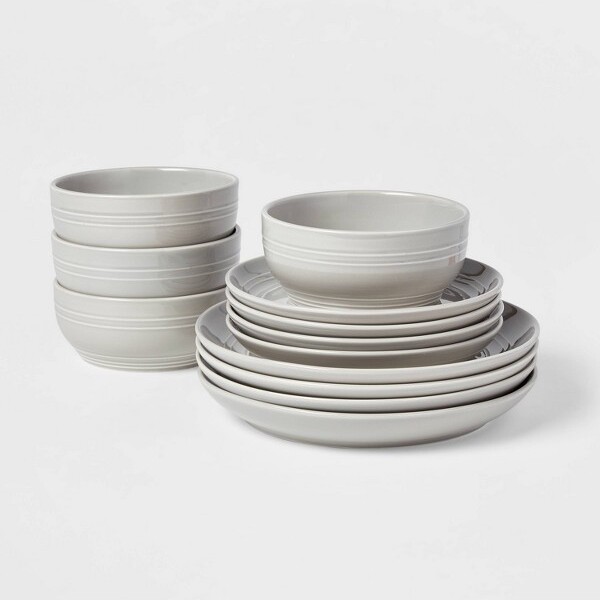 Threshold 12pc Stoneware Westfield Dinnerware Set Solid Dish Set ...