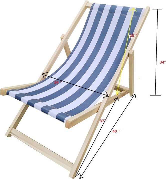 Wlvos Populus wood stripe sling chair broad folding chaise lounge chair ...