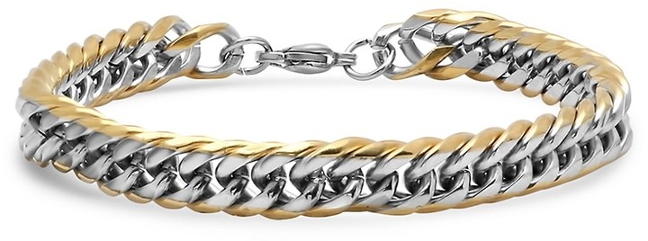 Anthony Jacobs 18K Goldplated Stainless Steel Cuban Chain-Link Bracelet ...