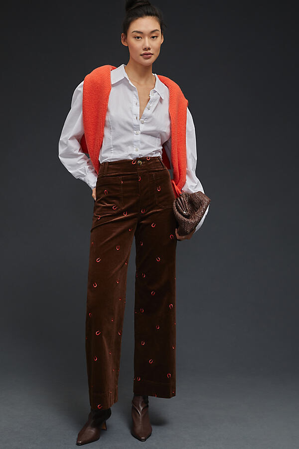 Maeve,Find Me Now Maeve The Colette Corduroy Wide-Leg Crop Pants Brown ...