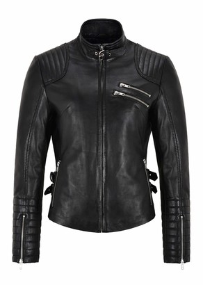 Smart Range Leather Ladies Leather Jacket Black Casual Tops Zipped ...