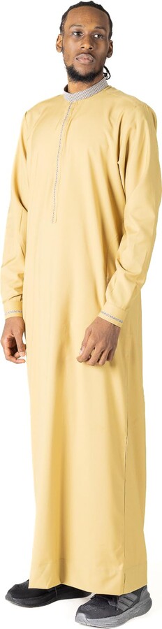alqamees Mens Thobe Exclusive Long Sleeve Kaftan Traditional Islamic ...