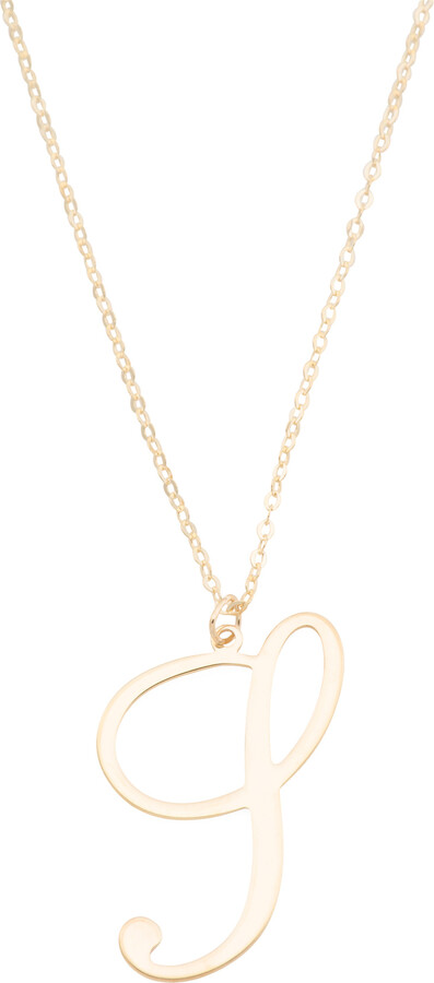 Golden Clef Made In Italy 14k Gold Cursive Initial Pendant Necklace ...