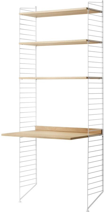 String® Shelving Unit with Work Desk and Wall Fastened Side Racks, Oak ...