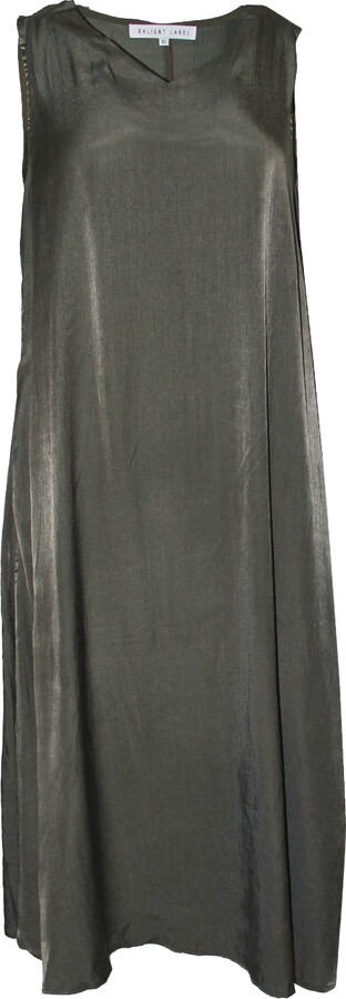 SALIENT LABEL - Savanna Soft Cupro Flare Dress In Dark Olivine - ShopStyle