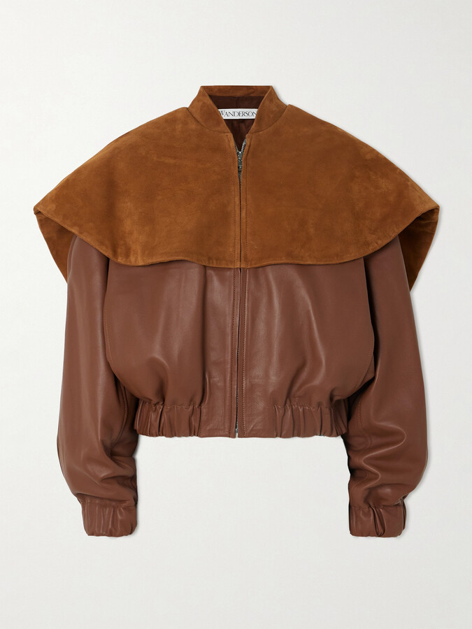 J.W.Anderson Cape-effect Leather And Suede Bomber Jacket - Brown ...