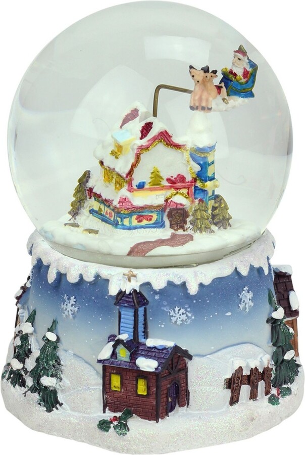 Northlight 5.5" Santa Claus on Sleigh and Snowy Village Rotating ...