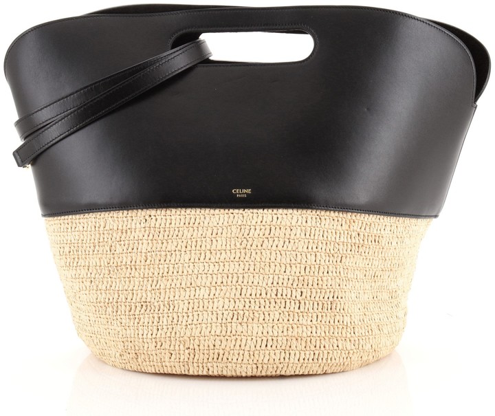 Celine Basket Bag Leather and Raffia Medium - ShopStyle