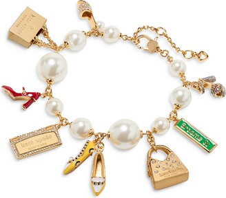 Kate Spade Spade Mixed Stone Charm Bracelet in Gold Tone - ShopStyle