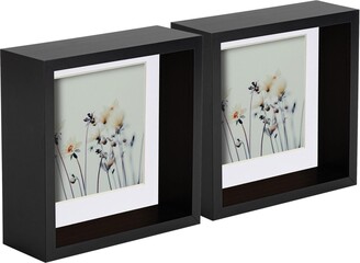 Nicola Spring Black 6x6" 3D Deep Box Photo Frames 4x4" White - x2 ...