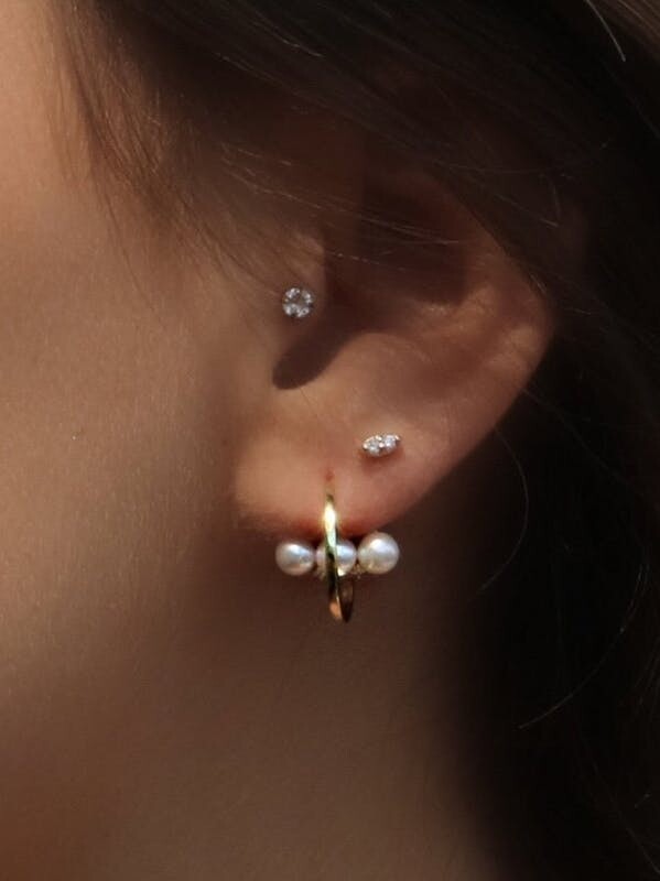 Camille Jewelry Vermeil - Pearl Front & Back Stud Hoop Earrings - ShopStyle