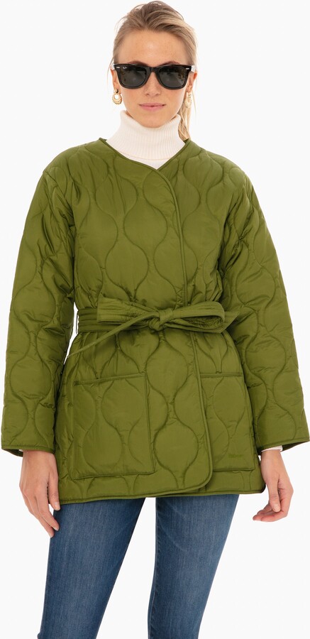 BARBOUR X ALEXA CHUNG Alexa Chung Vintage Green Martha Cropped Quilt ...