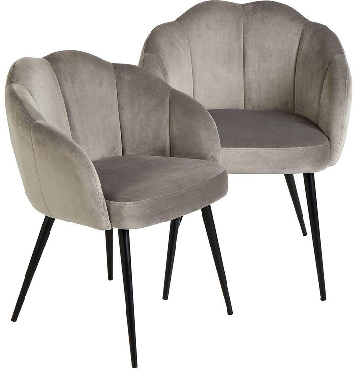 Michelle Keegan Home Pair Of Angel Scallop Dining Chairs - Grey Velvet ...
