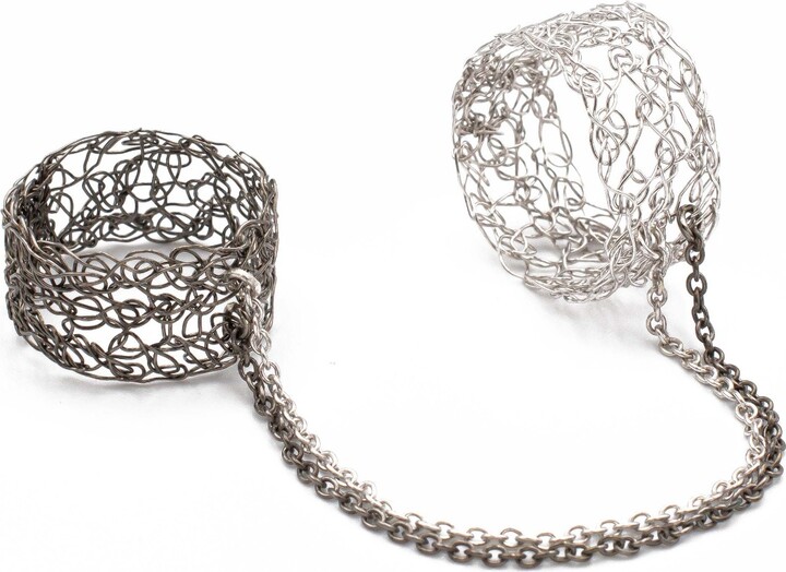 Maria Glezelli - Platinum & Black Rhodium Double Finger Knitted Bond ...