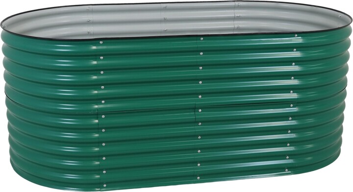Sunnydaze Decor Galvalume Steel Oval Raised Garden Bed - 79 in x 32 in ...