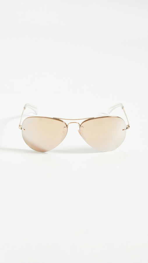 Ray-Ban RB3449 Aviator Rimless Mirrored Sunglasses - ShopStyle