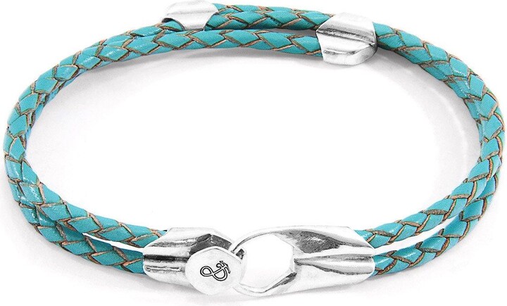 ANCHOR & CREW Conway Silver and Braided Leather Bracelet - ShopStyle