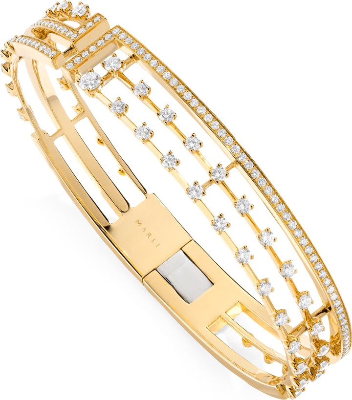 Marli New York Large Yellow Gold and Diamond Avenues Bangle - ShopStyle ...