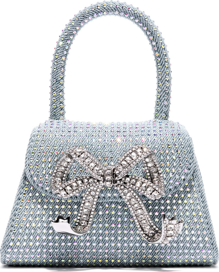 Self-Portrait Micro Crystal-embellished Denim top Handle bag - ShopStyle
