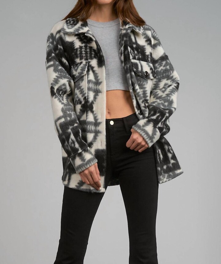 Elan International Aztec Print Jacket in Black - ShopStyle