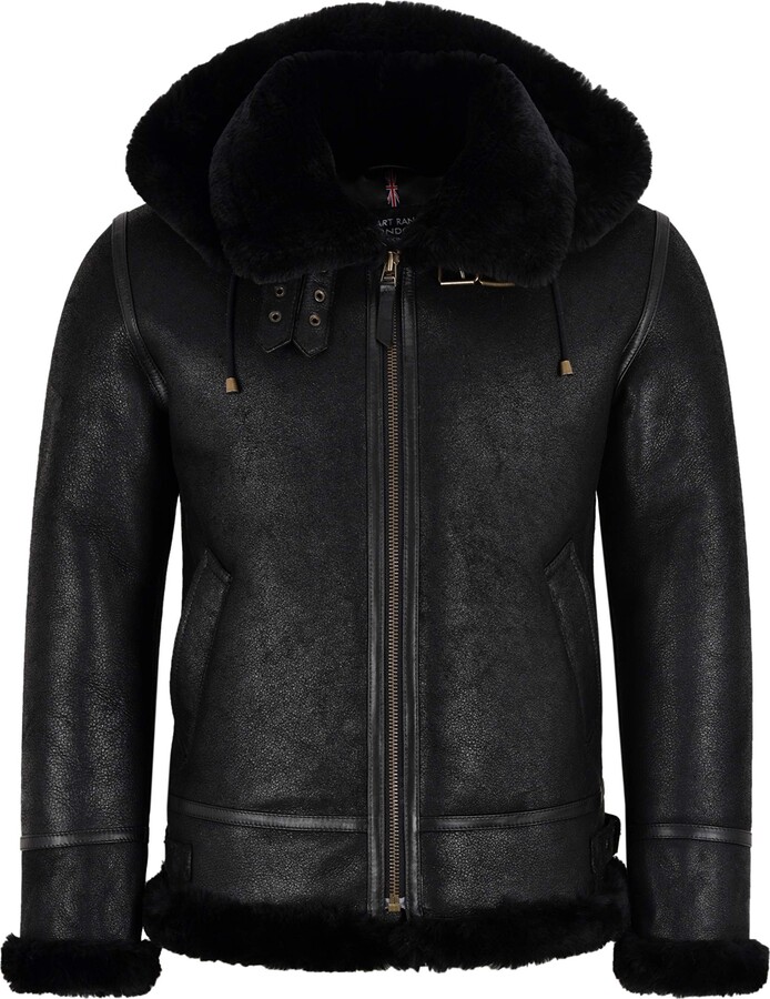 Smart Range Leather Men's Aviator RAF Classic B3 Black Sheepskin Bomber ...