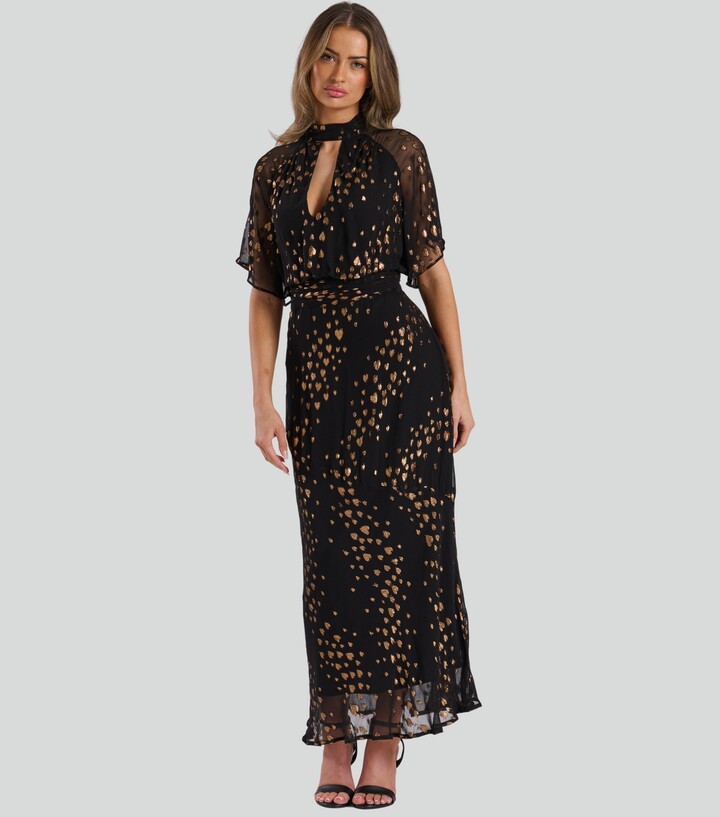 Women's Black Metallic Heart Crepe Maxi Dress Finding Friday - ShopStyle