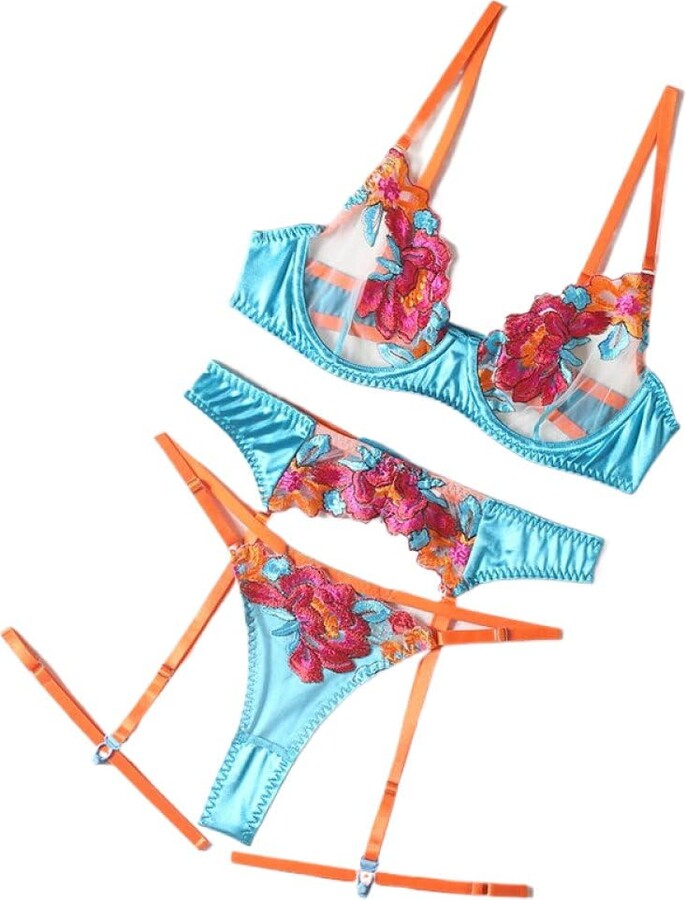 GSAEIMCT Women Sexy Embroidered See Through Erotic Lingerie - Satin ...