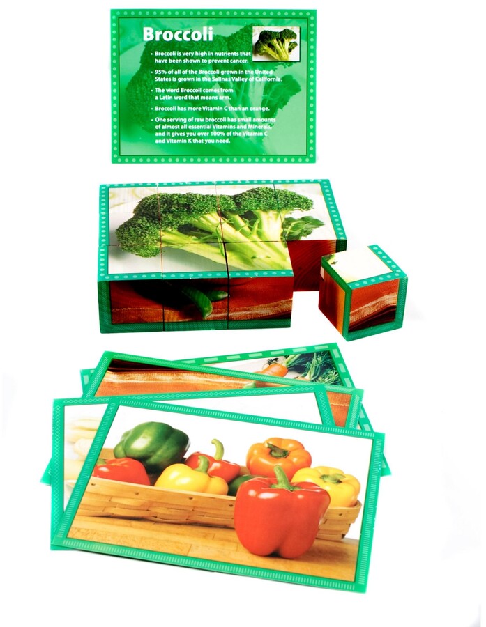 Stages Learning Materials Real Picture Vegetables Wooden Cube Puzzle 12 ...