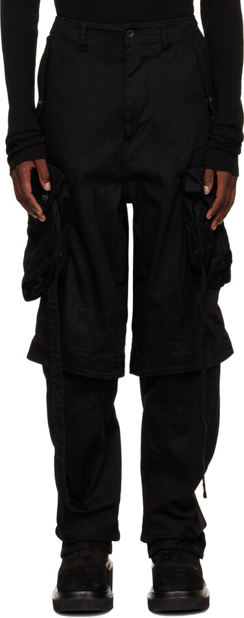 Julius Black Layered Gas Mask Cargo Pants - ShopStyle