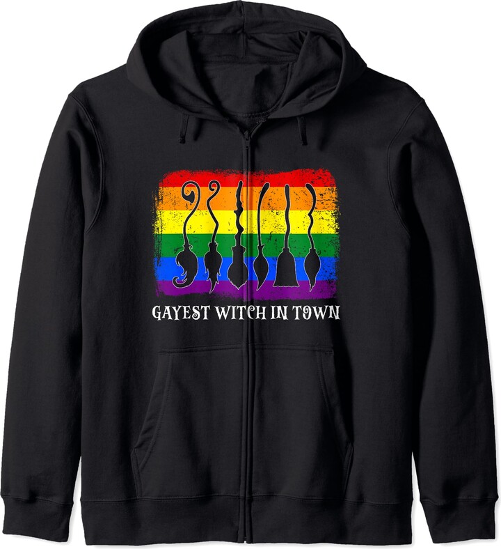 Funny Halloween LGBT Gay Lesbian Joke Costume Gayest Witch in Town Zip ...