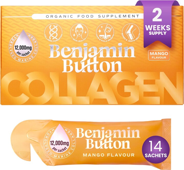 Benjamin Button Liquid Marine Collagen 12,000mg + Vitamin C (Mango ...