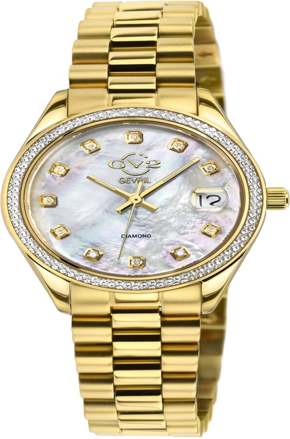 Gevril Women's Turin Swiss Quartz Gold-Tone Stainless Steel Bracelet ...