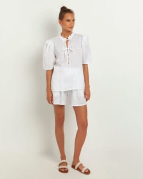 Greek Archaic Kori Blouse String Ruffles 140041 - ShopStyle