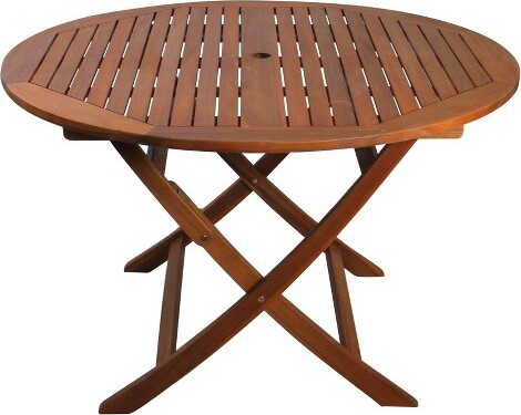 Northlight Round Outdoor Acacia Wood Folding Patio Dining Table 47 ...