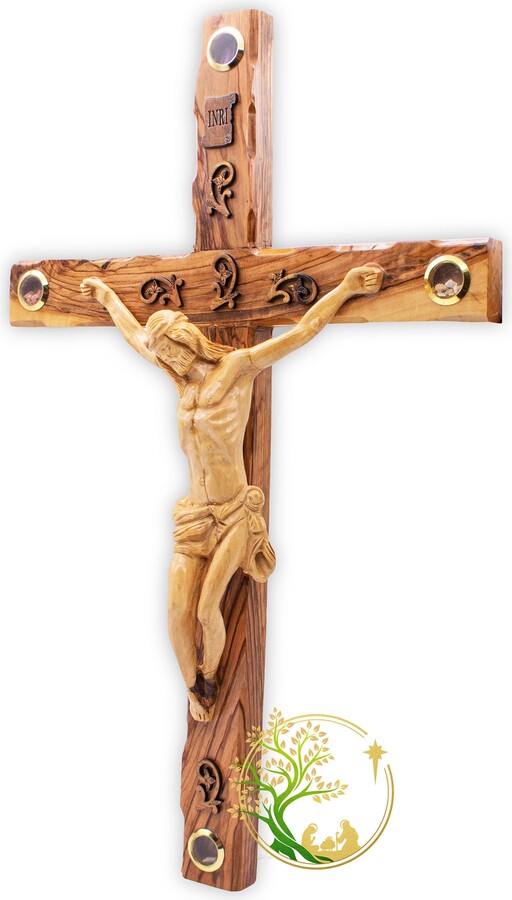 Etsy 20" Catholic Crucifix For Wall |Olive Wood Holy Cross |Religious ...