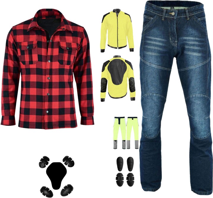 SUPER BIKERS Mens Motorbike Kevlar Jeans with Kevlar Shirt CE Approved ...