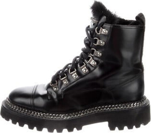 Balmain Leather Chain-Link Accents Combat Boots - ShopStyle